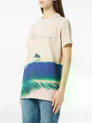 Blumarine Print Embroidered T-shirt - Neutrals