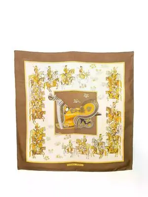 Hermès 1980s Horse-print Scarf - Brown