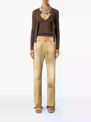 Blumarine Knit V-neck Top - Brown
