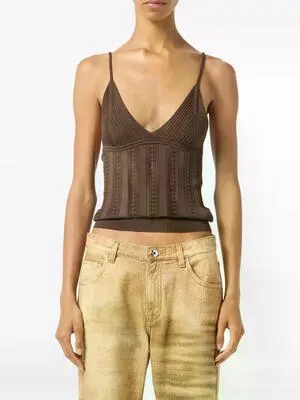 Blumarine Knit V-neck Top - Brown