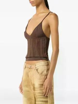 Blumarine Knit V-neck Top - Brown