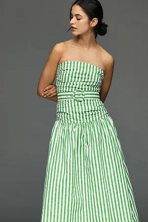 LOVE WEDNESDAY Strapless Midi Dress
