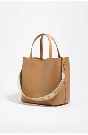 Bimba Y Lola Medium Leather Tote Bag With Magnetic Closure