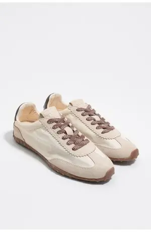 Bimba Y Lola Suede And Nylon Lace-up Sneakers - White