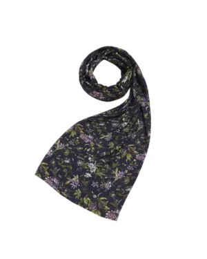 FABLE ENGLAND Passion Flower Lightweight Long Scarf - Navy