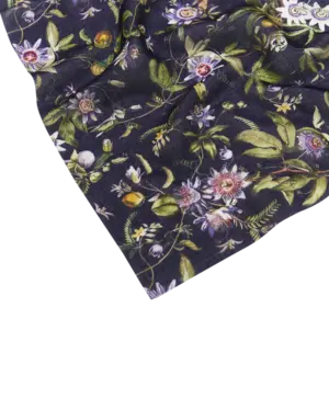 FABLE ENGLAND Passion Flower Lightweight Long Scarf - Navy