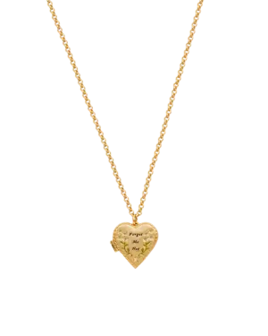FABLE ENGLAND Forget Me Not Heart Locket Necklace - Gold