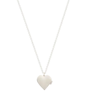 FABLE ENGLAND Forget Me Not Heart Locket Necklace - Silver