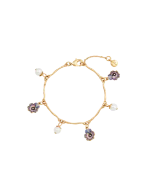 FABLE ENGLAND Pansy & Pearl Charm Bracelet - Gold