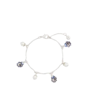 FABLE ENGLAND Pansy & Pearl Charm Bracelet - Silver
