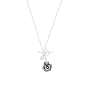 FABLE ENGLAND Pansy & Pearl Toggle Necklace - Gold