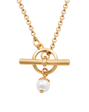 FABLE ENGLAND Pansy & Pearl Toggle Necklace - Gold