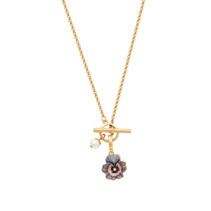 FABLE ENGLAND Pansy & Pearl Toggle Necklace - Silver
