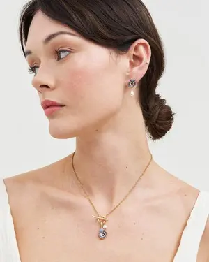 FABLE ENGLAND Pansy & Pearl Toggle Necklace