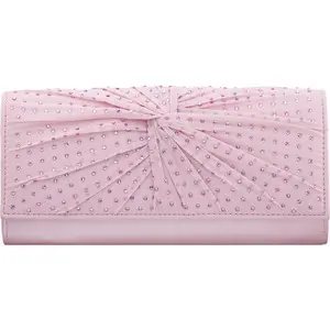 Nina Crystal Embellished Clutch - Icy Pink