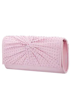 Nina Crystal Embellished Clutch - Icy Pink