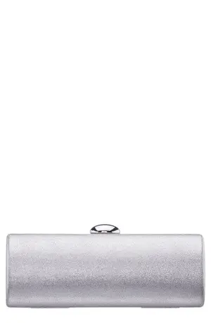 Nina Xandra Metallic Faux Leather Frame Clutch - Silver