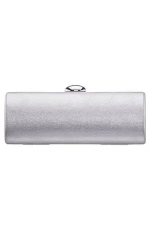 Nina Xandra Metallic Faux Leather Frame Clutch - Silver