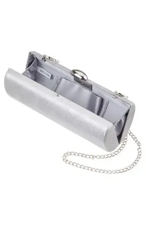 Nina Xandra Metallic Faux Leather Frame Clutch - Silver