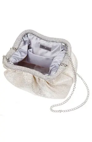 Nina Zayla Frame Clutch - Silver
