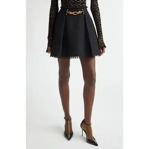 Balmain Chain Tweed A-line Miniskirt