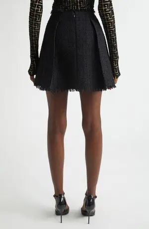 Balmain Chain Tweed A-line Miniskirt