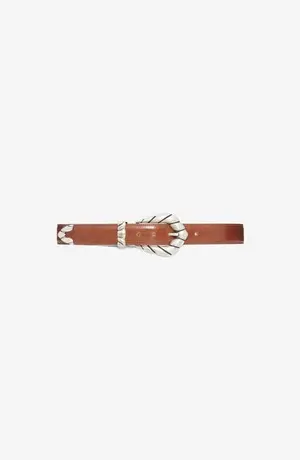 IRO PARIS Embella Leather Belt Cognac