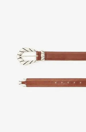 IRO PARIS Embella Leather Belt - Cognac