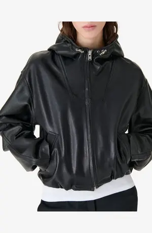 IRO PARIS Tulum Leather Zip-up Hoodie Jacket