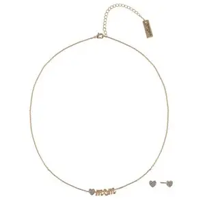 HALLMARK Mom Heart Pendant Necklace And Earring Set - Gold