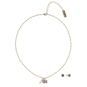 HALLMARK Tone Mom And Heart Pendant Necklace And Earring Set - Pink-gold