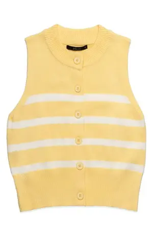 Deluc Mykonos Stripe Knit Vest - Butter With Ecru Stripes