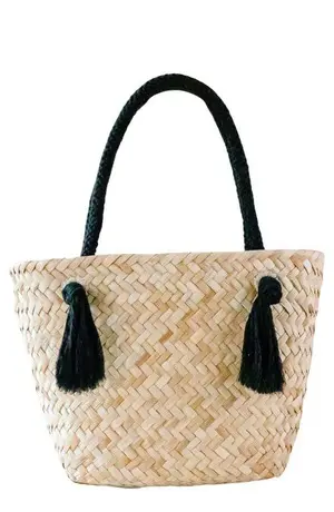 Likhâ Seagrass Large Tote Bag - Black