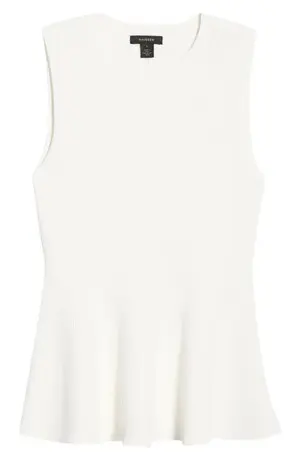 Halogen Sleeveless Rib Peplum Top - Antique White