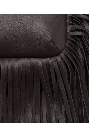 Mango Fringe Leather Clutch - Chocolate