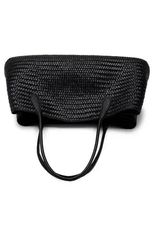 Mango Braided Leather Shoulder Bag - Black