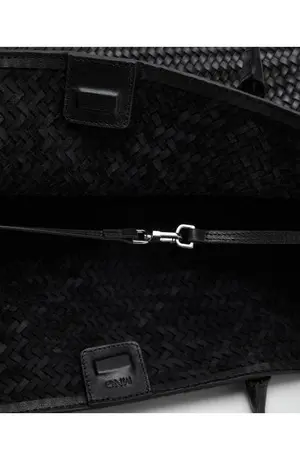Mango Braided Leather Shoulder Bag - Black