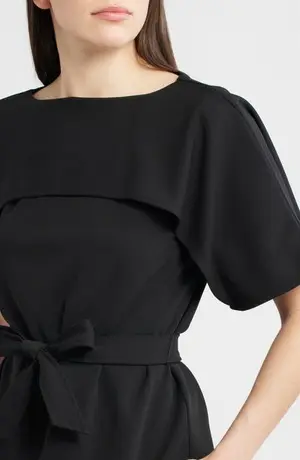 Anne Klein Layered Bateau Neck Knit Top - Anne Black