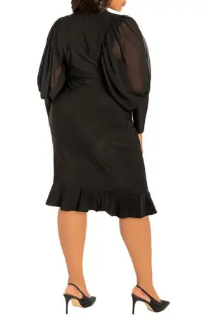 BUXOM COUTURE Volume Sleeve Body-con Dress