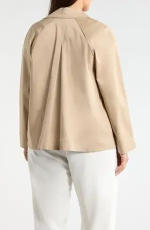 Anne Klein Double-breasted Sateen Trench Coat