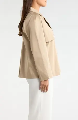 Anne Klein Double-breasted Sateen Trench Coat