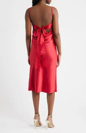 JUMP APPAREL Bow Back Satin Slipdress