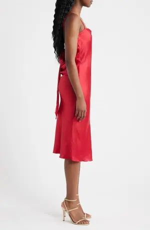 JUMP APPAREL Bow Back Satin Slipdress