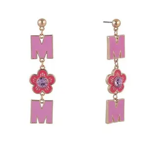 HALLMARK Enamel Mom Earrings - Pink