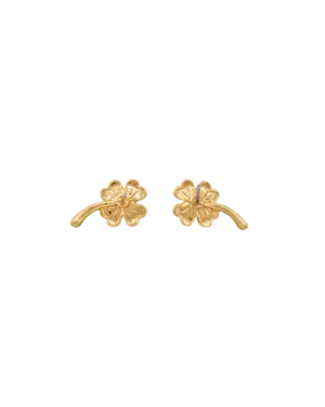 FABLE ENGLAND Lucky Clover & Pearl Stud Earrings