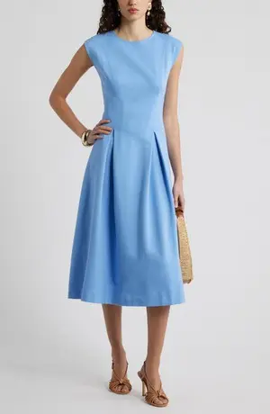 Nordstrom Pleated Cap-sleeve Ponte Fit-and-flare Dress