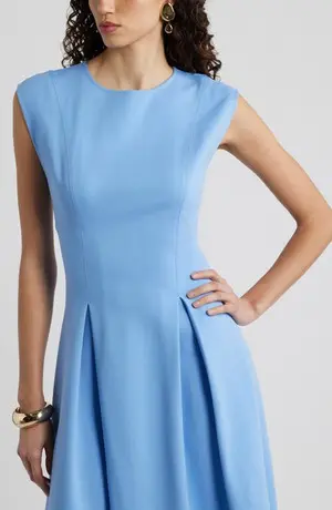 Nordstrom Pleated Cap-sleeve Ponte Fit-and-flare Dress