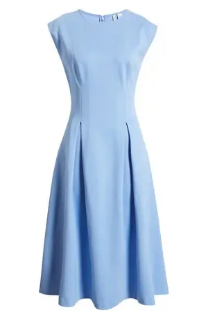 Nordstrom Pleated Cap-sleeve Ponte Fit-and-flare Dress