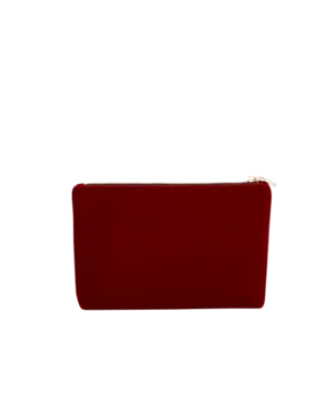 FABLE ENGLAND Robin Love Embroidered Medium Pouch - Ruby Red