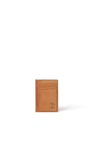 Brunello Cucinelli Nubuck Card Holder - Cognac